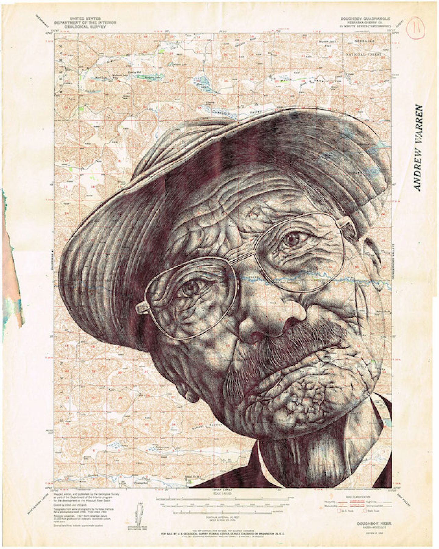 Mark Powell Uses Old Documents And Magazines As His Drawing Surface ...