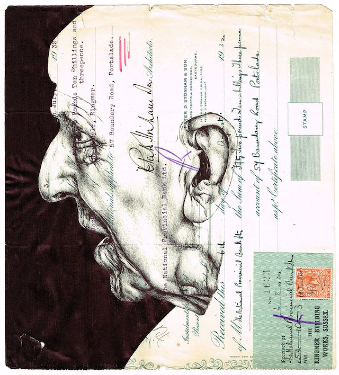 Mark Powell Uses Old Documents And Magazines As His Drawing Surface ...