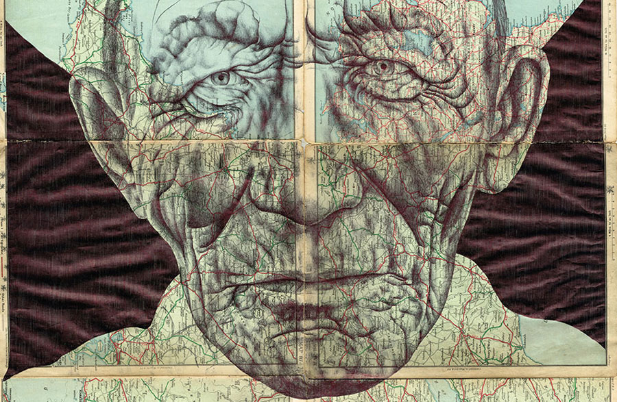 Mark Powell Uses Old Documents And Magazines As His Drawing Surface ...