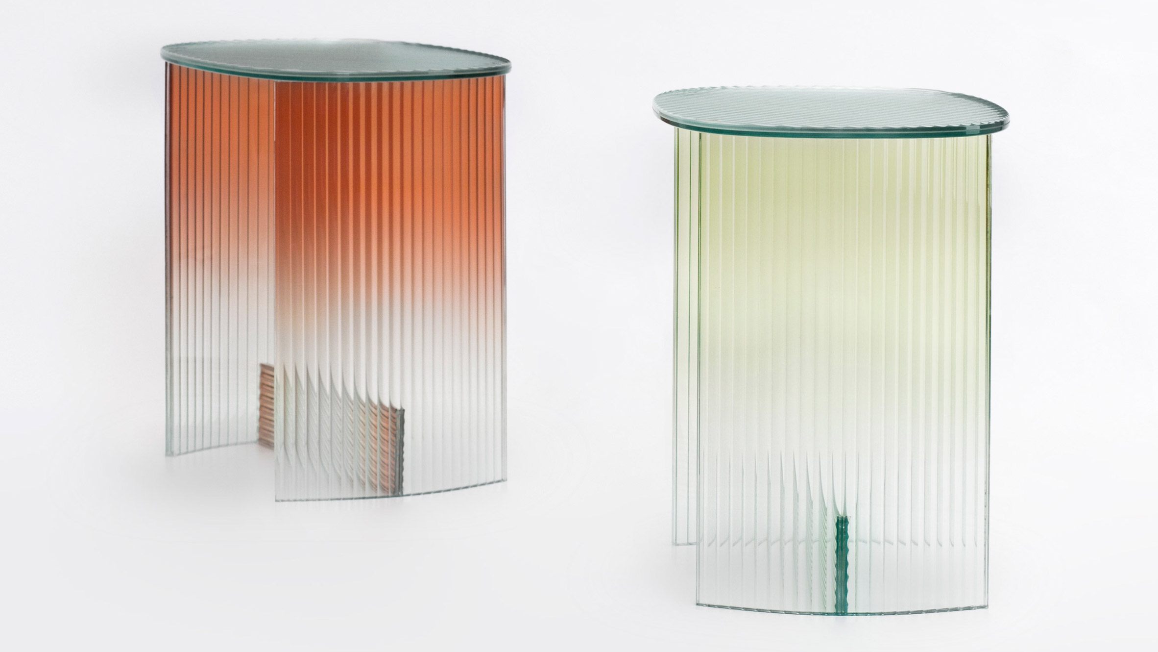 Thinkk Studio Creates Side Tables Made From Fluted Layers Of Glass - IGNANT