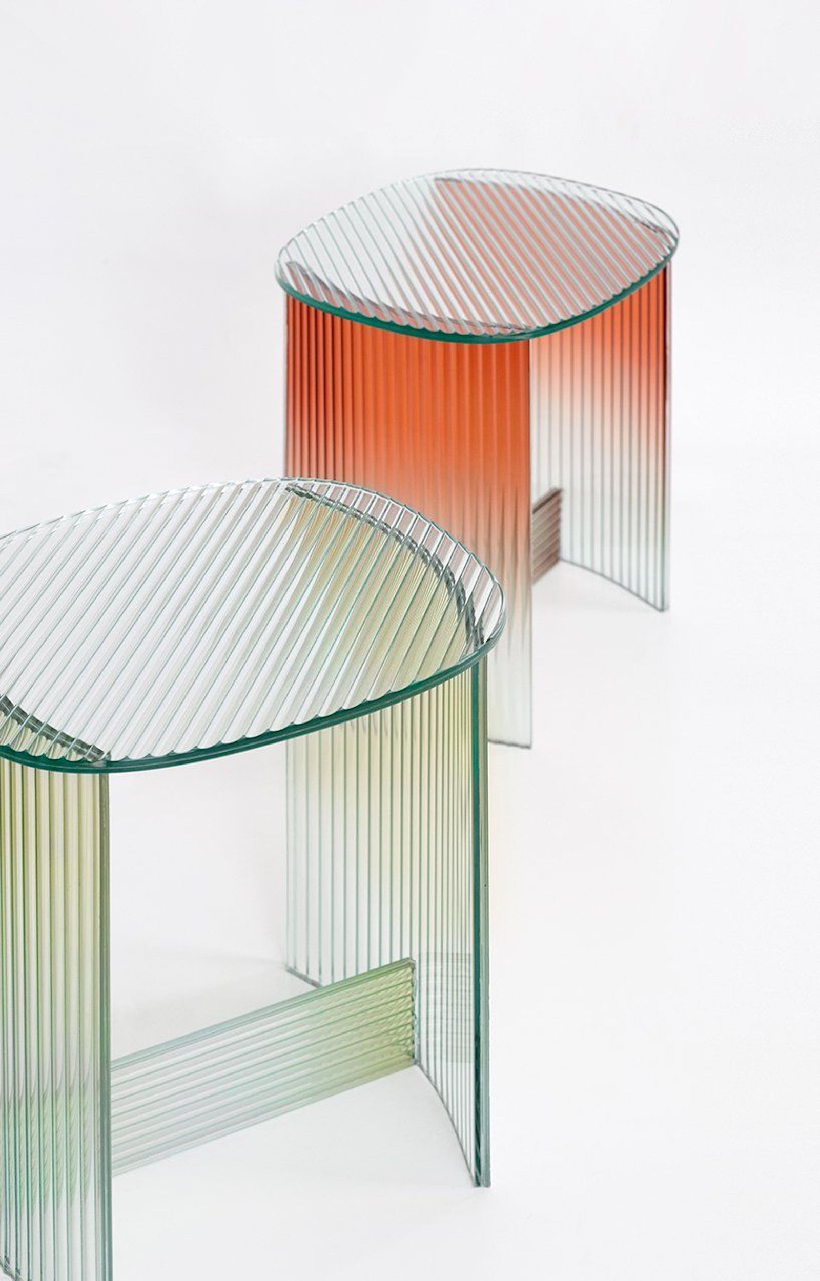 Thinkk Studio Creates Side Tables Made From Fluted Layers Of Glass - IGNANT