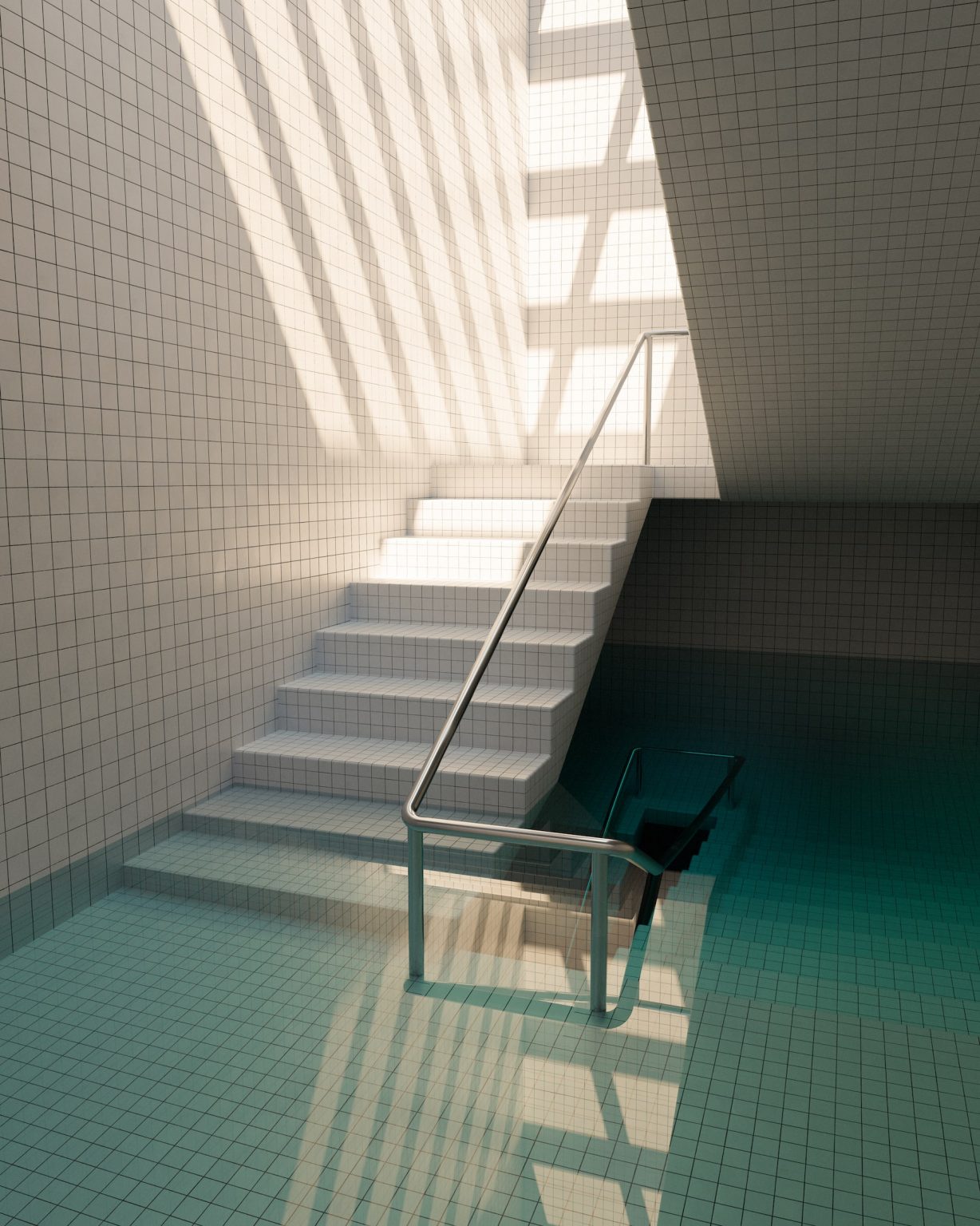 Watch Jared Pike’s Soothing, Oasis Dream Pools Ripple Against Geometric White-Tiled Designs - IGNANT