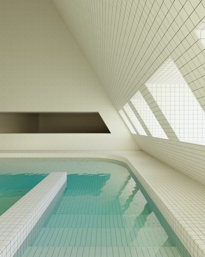 Watch Jared Pike’s Soothing, Oasis Dream Pools Ripple Against Geometric White-Tiled Designs - IGNANT